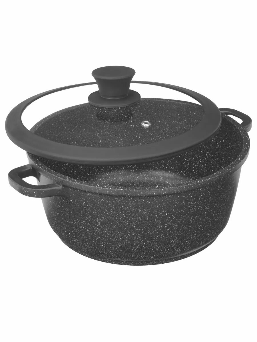 Кастрюля Panairo Олинора, с литыми ручками, с крышкой, 3л, серо-чёрная