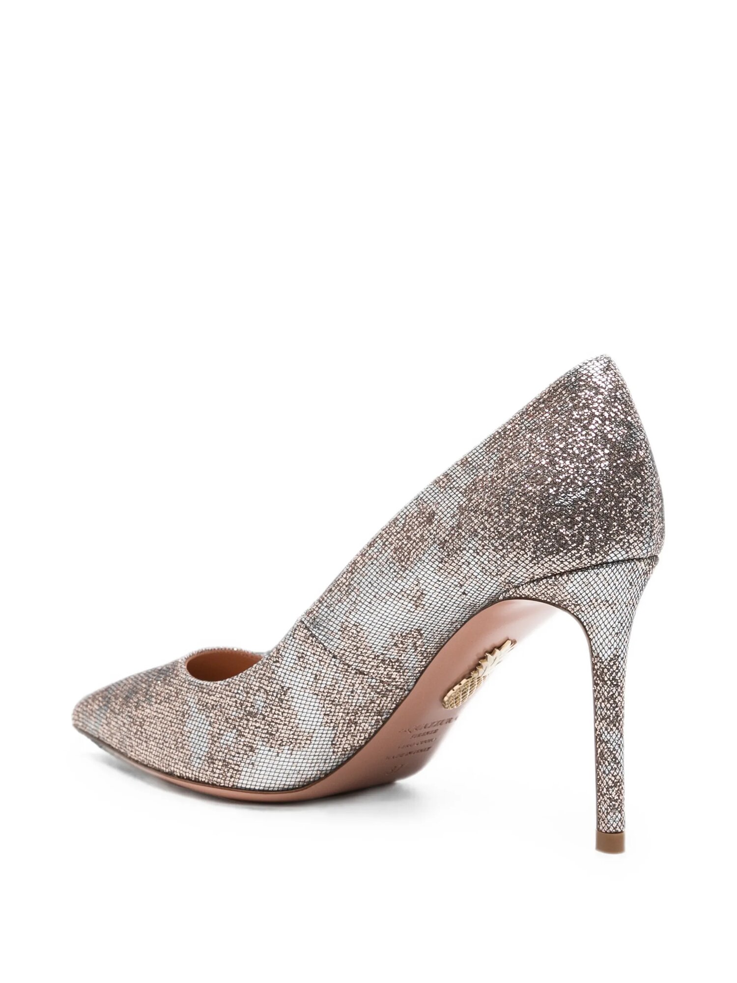 Туфли Aquazzura Metallic-effect pointed-toe pumps, размер 37, серебристый/красный — фото 1