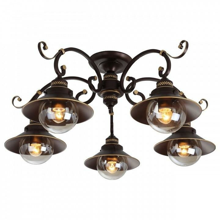 Люстра Arte Lamp Grazioso A4577PL-5CK цвет плафона подвески Прозрачный, цвет арматуры Коричневый, Золото