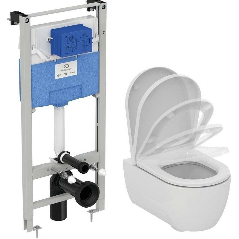 Инсталляция с унитазом комплект Ideal Standard Blend Сurve M374901 euro white, с сиденьем микролифт без кнопки смыва