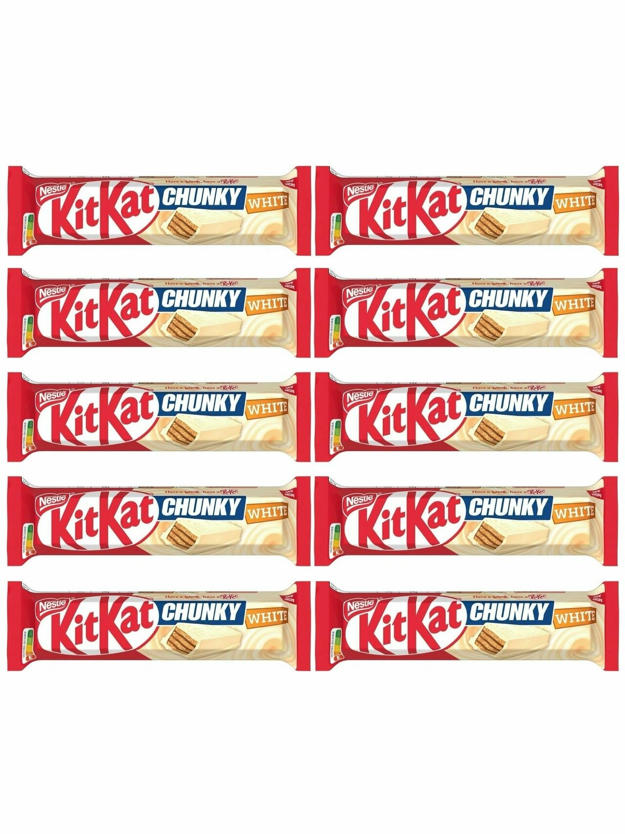 Kitkat Chunky White вафли в белом шоколаде, 10шт по 40г
