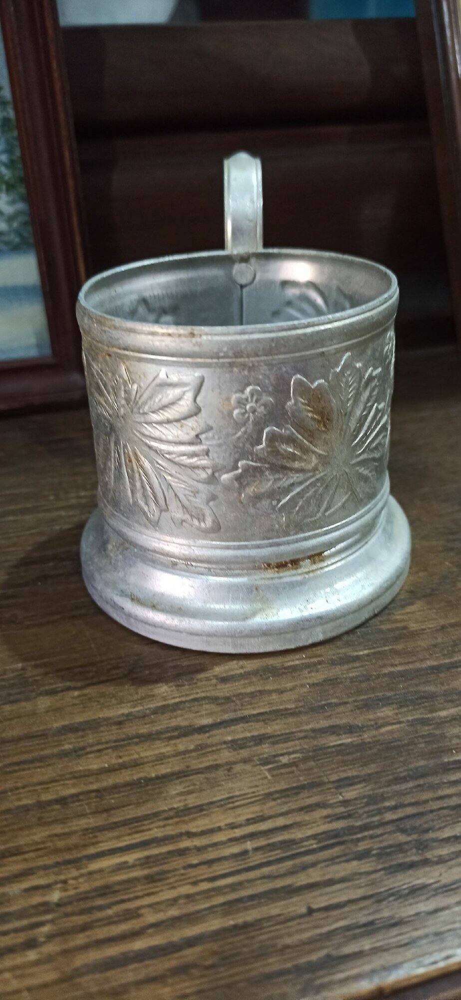 Винтажный советский подстаканник, алюминиевый