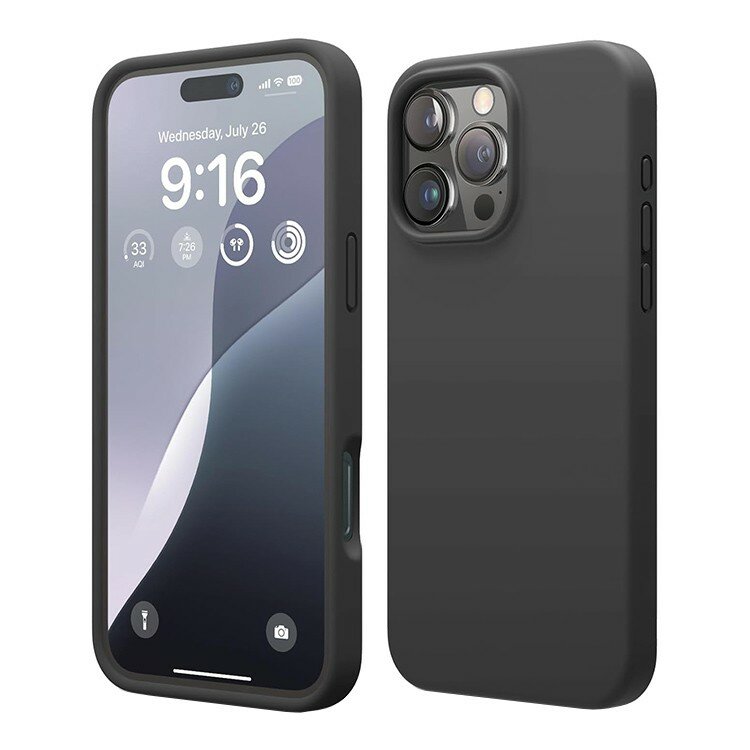 Силиконовый чехол для iPhone 16 Pro, Soft silicone (Liquid) Black