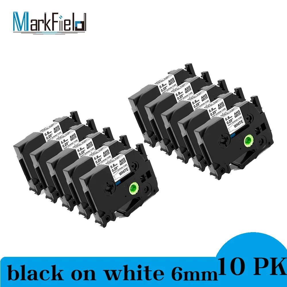 Термоусадочная лента MarkField для Brother HSe-231 HSe-211 HSe-631 6-24 мм 6mm white 10pk