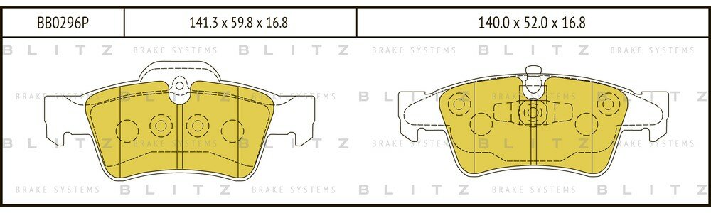 Колодки тормозные BLITZ дисковые задние MERCEDES W164, W251 04-> (BB0296P)