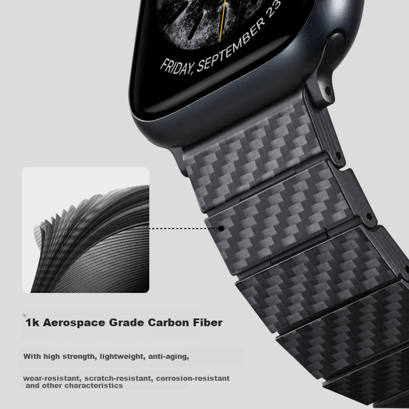 PITAKA Карбоновая магнитная браслет для Apple Watch Ultra 2/S9/S8/S7/S6/S5/S4/S3/SE в винтажном стиле Цвет：Чистый