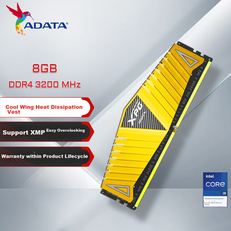 ADATA XPG Weilong Z1 DDR4 3200MHz 8GB Золотая Оперативная Память для Настольного Компьютера Количество модулей памяти и