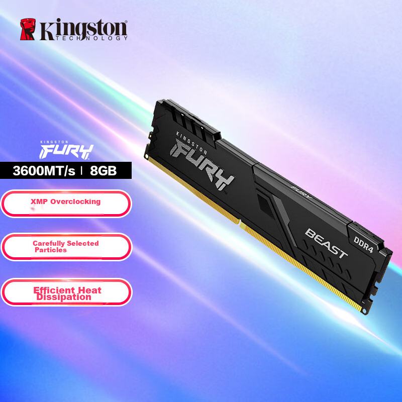 Оперативная память Kingston FURY Beast Series 8GB DDR4 3600MHz для настольных ПК Количество модулей памяти и общая