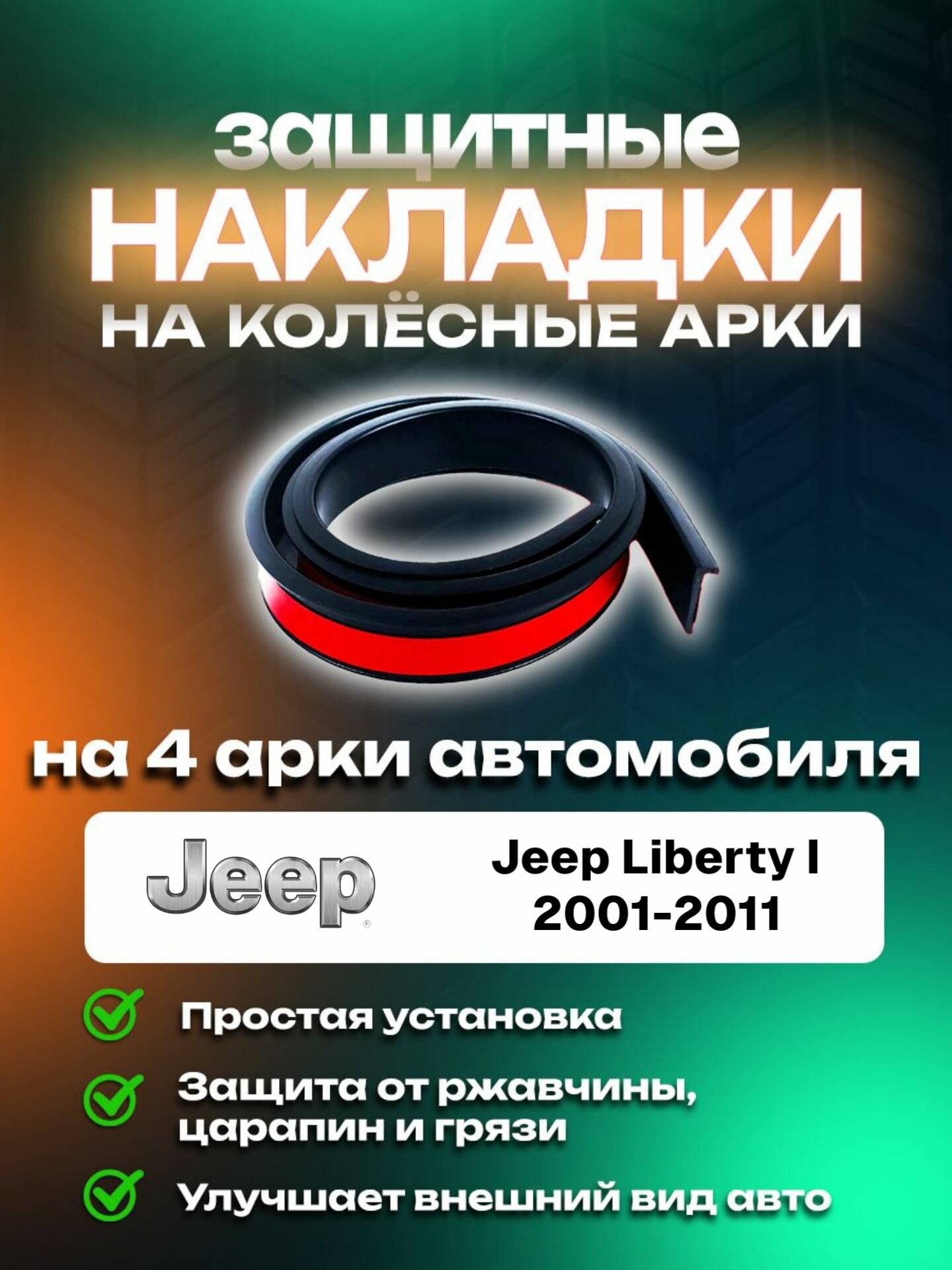 Накладки на арки автомобиля Jeep Liberty I (2001-2011)/ Джип Либерти 1 поколение защитные