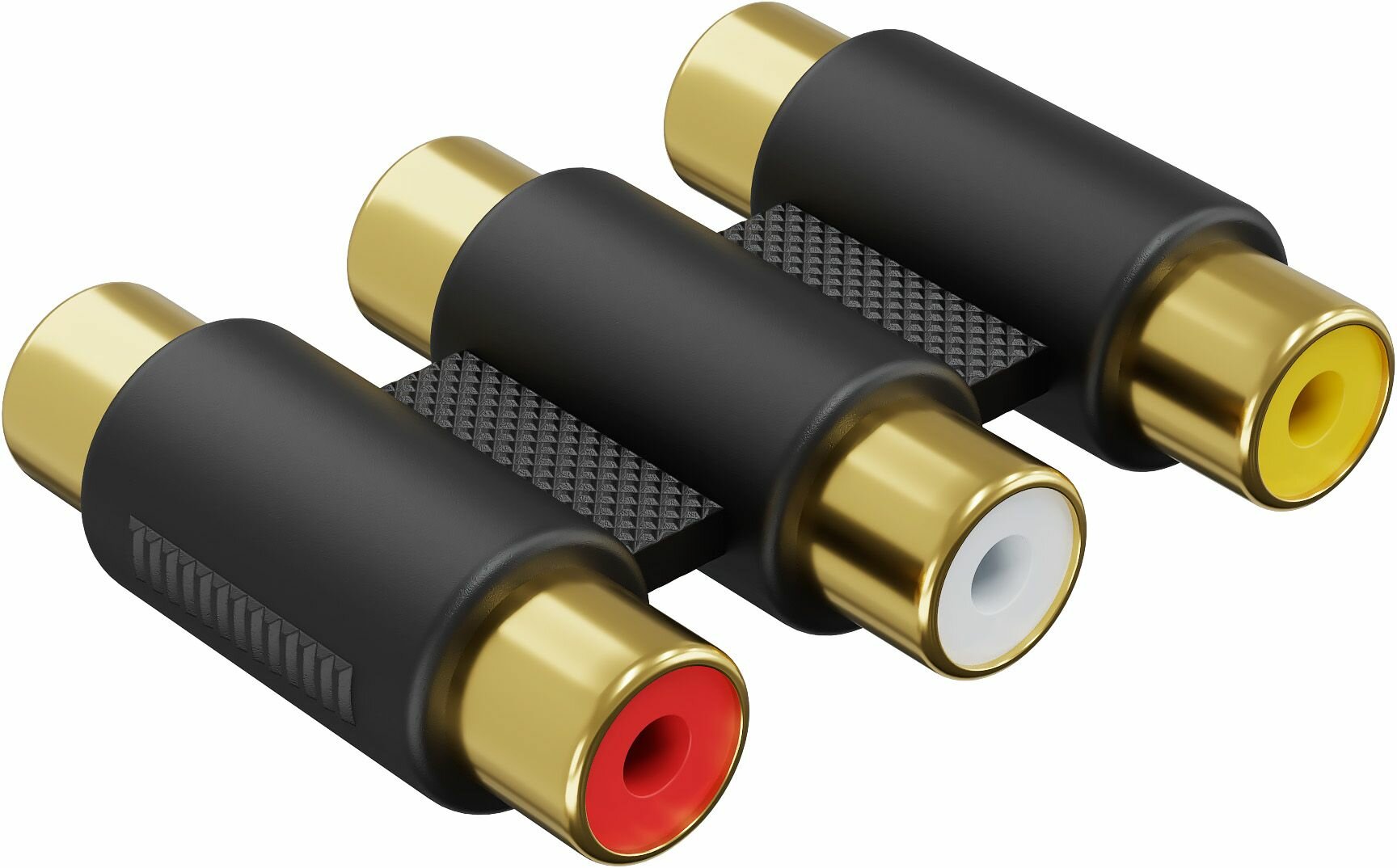 Аудио переходник соединитель адаптер GSMIN 3x RCA тюльпан (F) - 3x RCA тюльпан (F) (Черный)