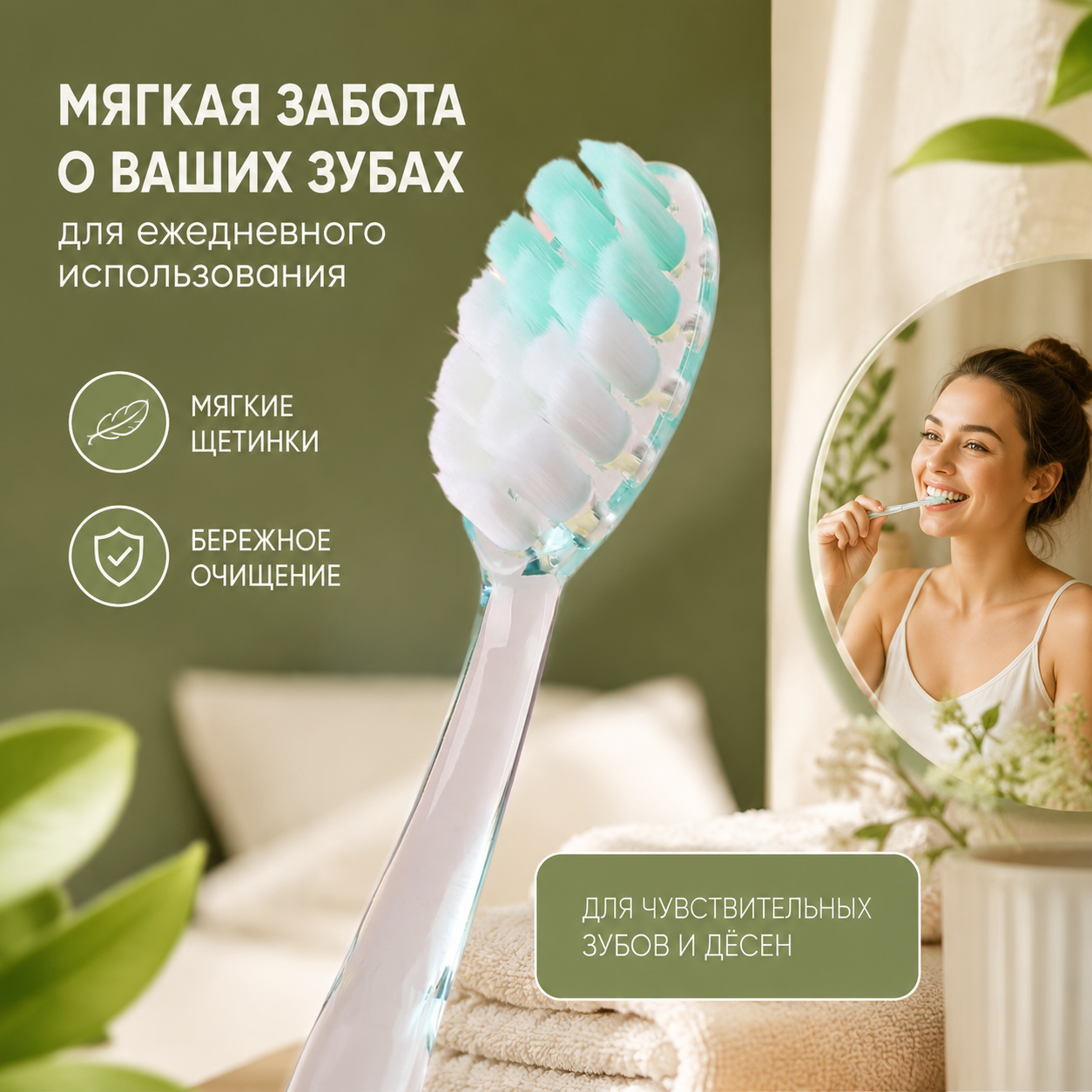 Зубная щетка мягкая для чувствительных десен revyline crysta