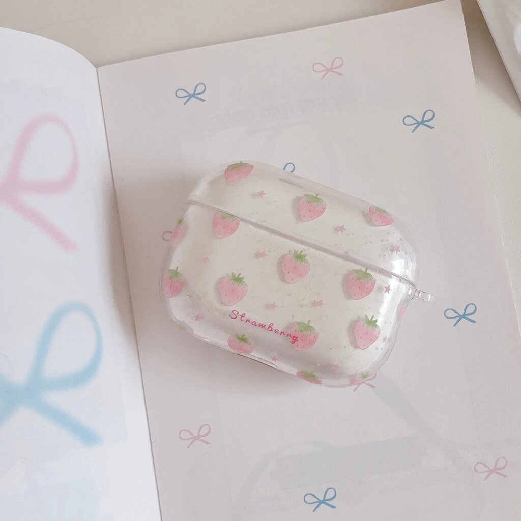 Чехол для AirPods Pink с клубникой