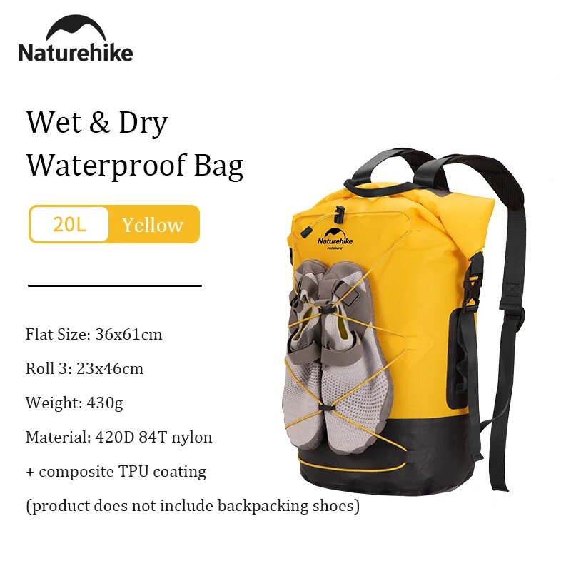Naturehike водонепроницаемый рюкзак 20/30/40 л для активного отдыха 20L Yellow