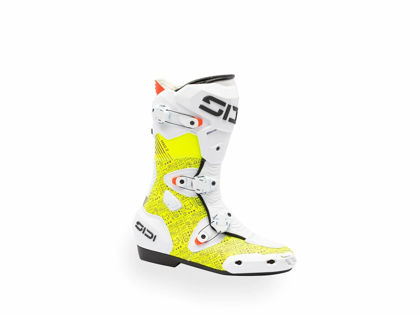 Мотоботы SIDI MAG-2 AIR Yellow Fluo/Coral Fluo, бело-желтые, размер 41EU/40RU