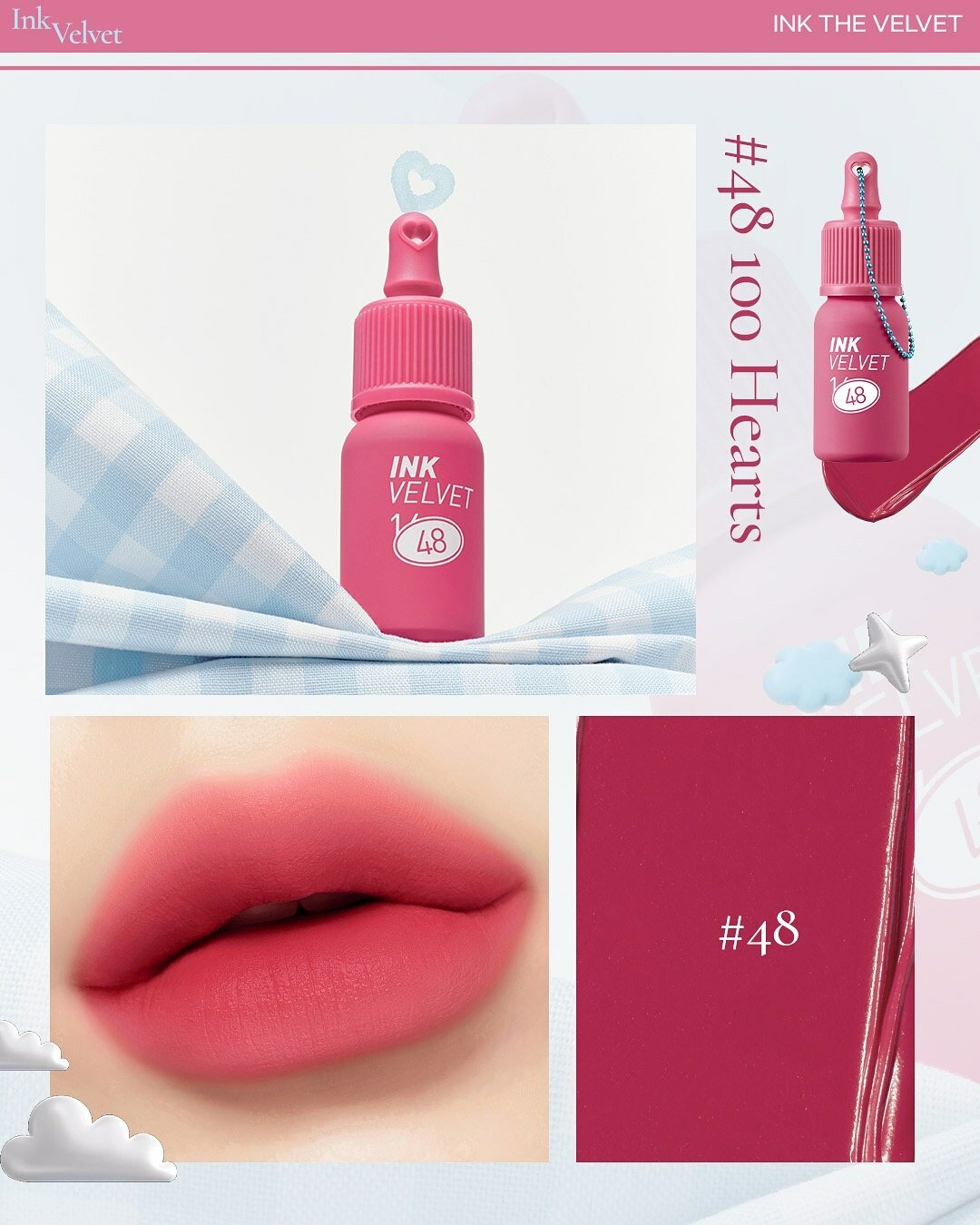 Peripera Ink Velvet Жидкий тинт для губ #48 100 HEARTS