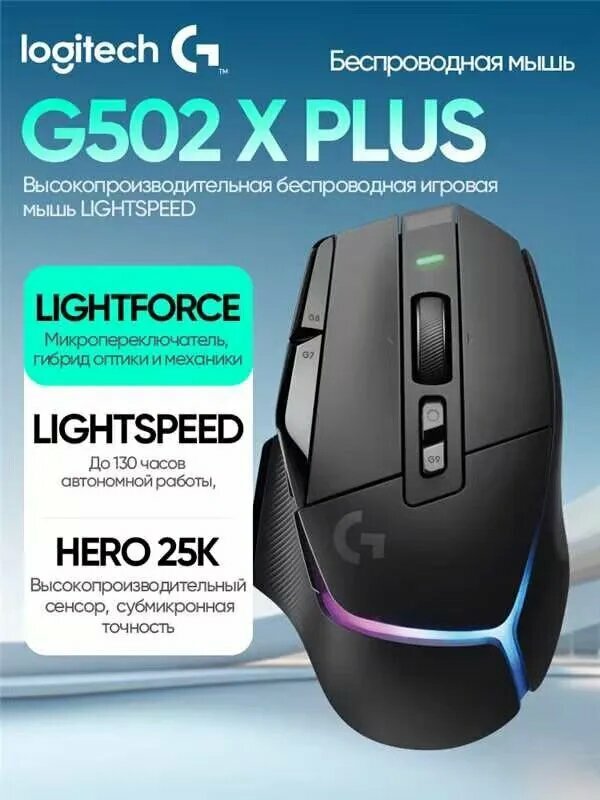 Logitech Игровая мышь беспроводная, темно-серый