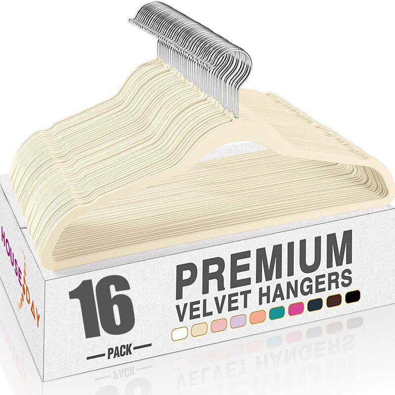 Вешалки бархатные Set Associative 16 штук Beige silver hook