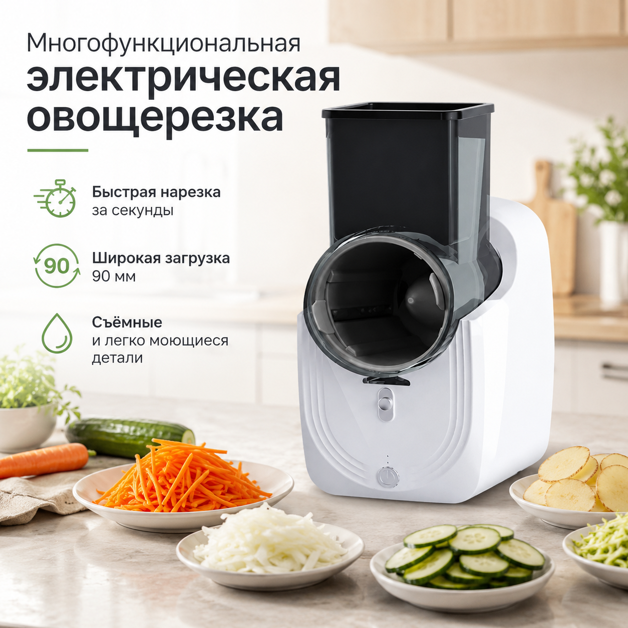 Электрическая овощерезка, многофункциональная для измельчения и нарезки ломтиками, Под прямым напряжением