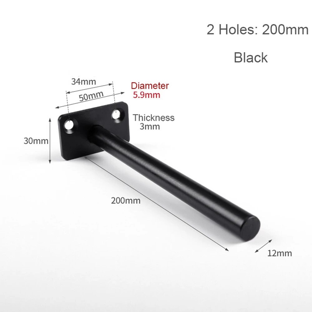 Кронштейны для скрытого крепления полок из нержавеющей стали Black-200mm-2 Holes