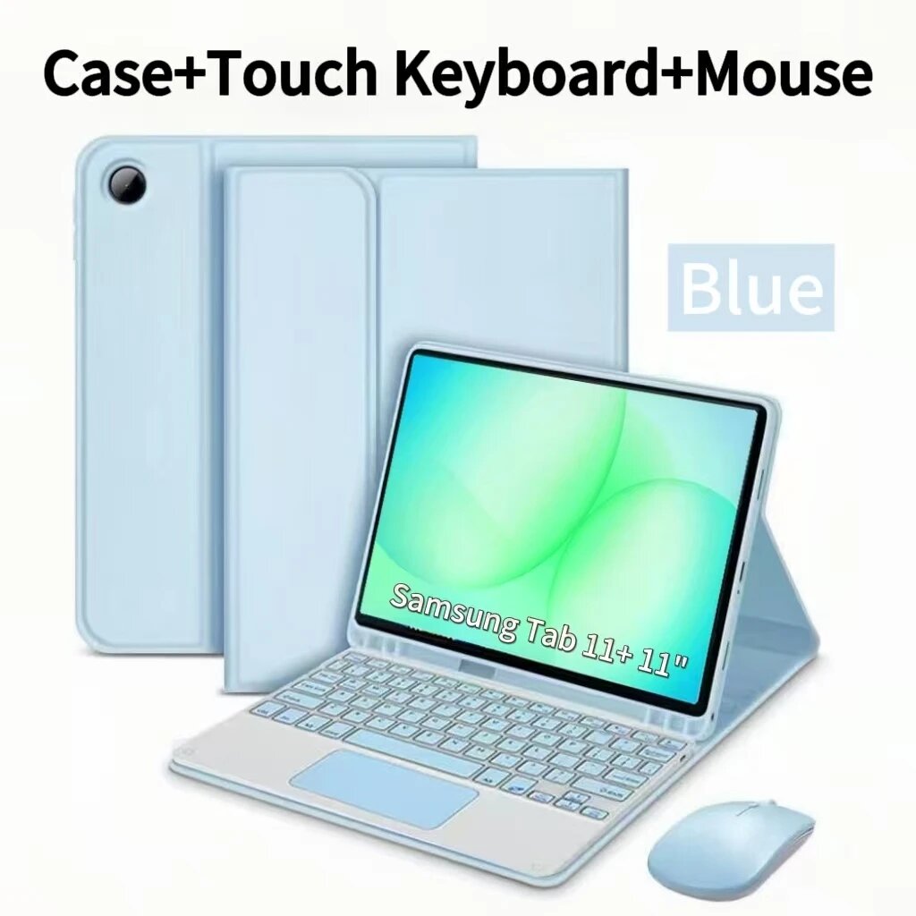 Чехол HUAIBX для Samsung Galaxy Tab A11 Plus 11", с клавиатурой Blue-4, Portuguese