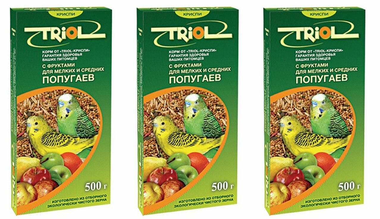 Triol Standard Корм для мелких и средних попугаев c фруктами, 500 г, 3 уп