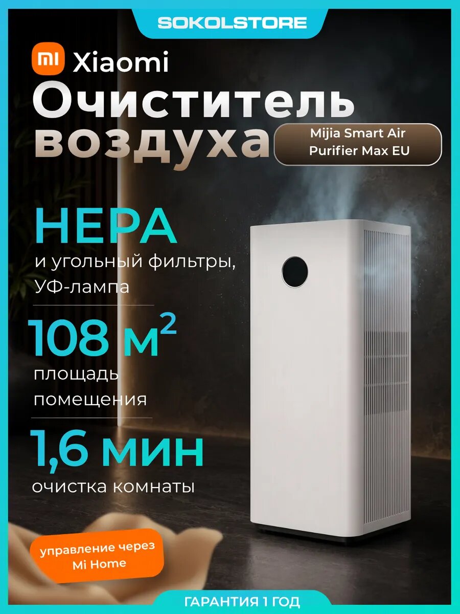 Очиститель воздуха Xiaomi "Mijia Smart Air Purifier Max", белый