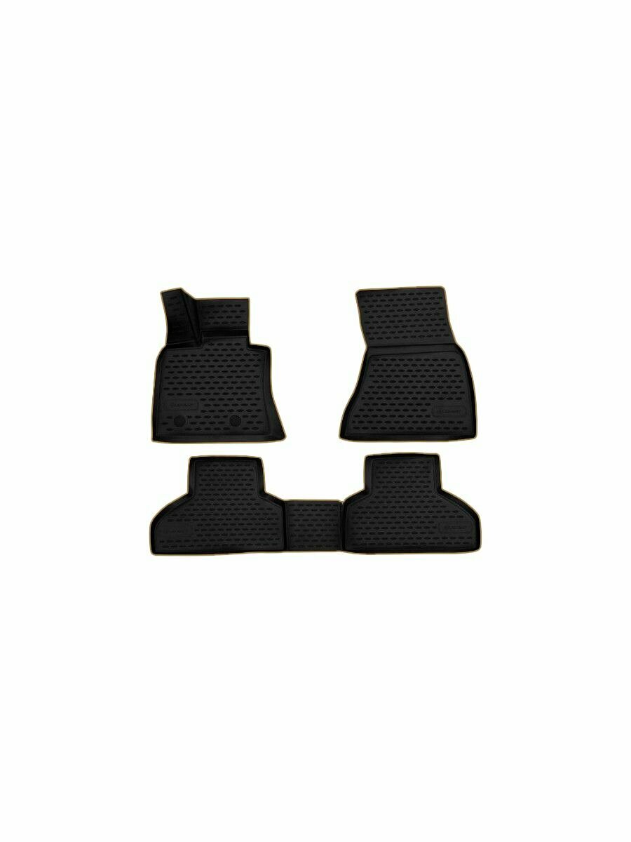 Коврики 3D в салон для BMW X5 F15 2013-2017 4 шт. (бежевый кант, полиуретан) / БМВ Х5