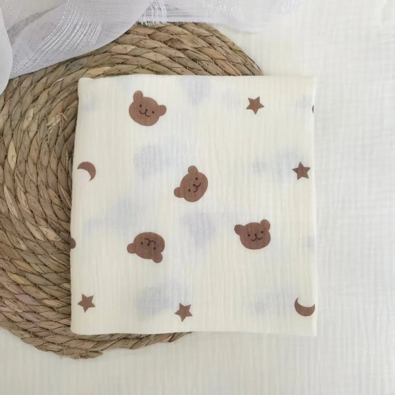 Детское двухслойное муслиновое одеяло OIMG Коричневый, star bear