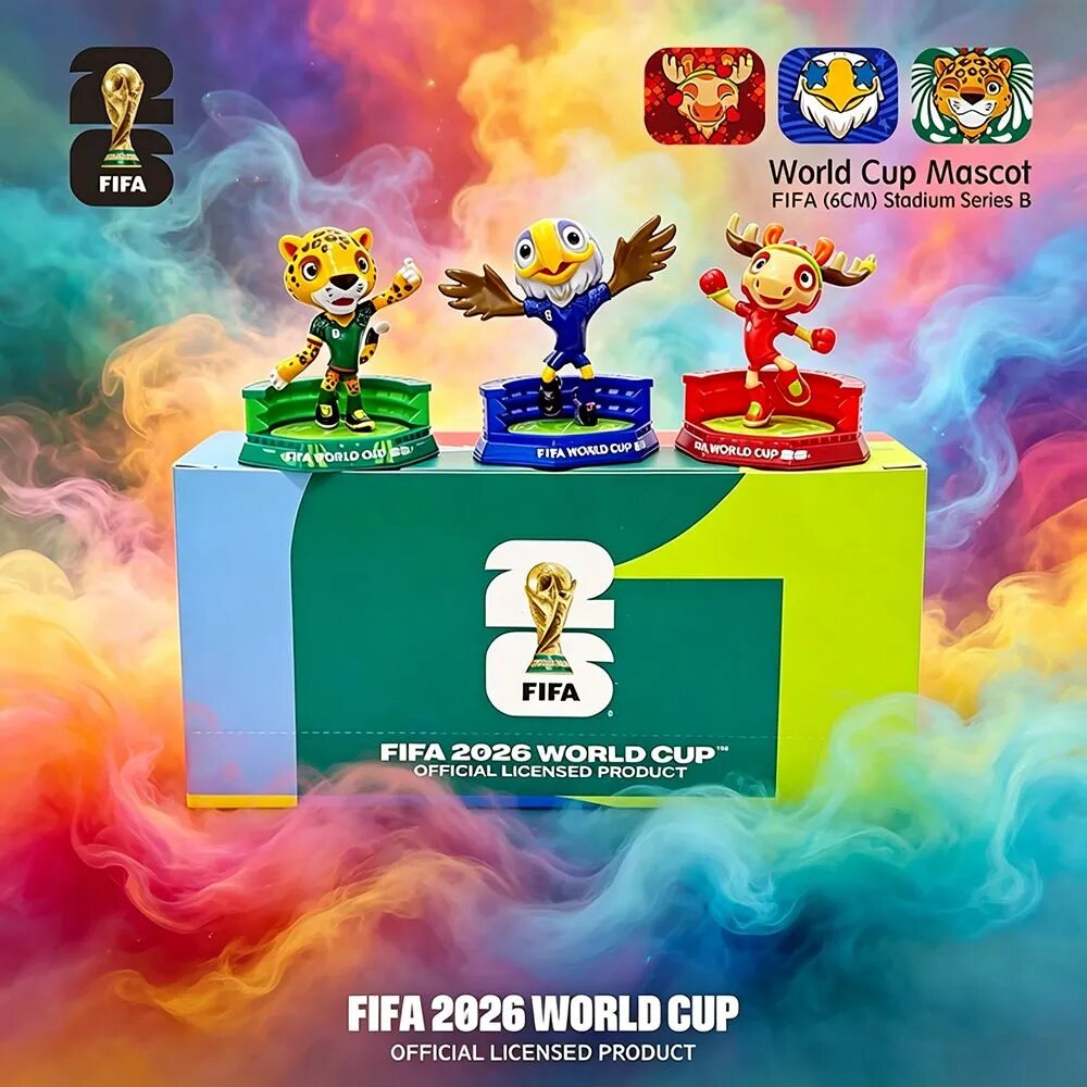 Официально лицензированный набор талисманов ЧМ FIFA 2026 3 штуки мини фигурки Maple Zayu Clutch размер 6 см коллекционные футбольные сувениры