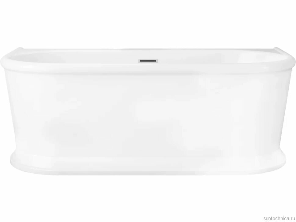 Акриловая ванна BelBagno BB408-1500-800 без опоры 150x80 см, пристенная, белая, овальная, со сливом-переливом