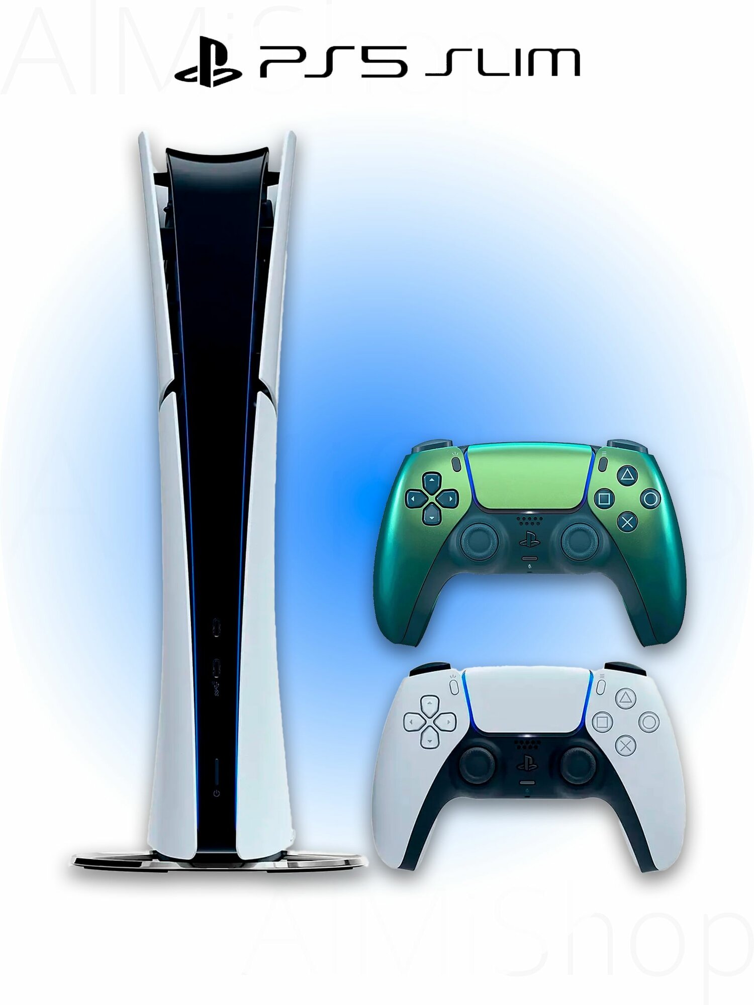 Игровая приставка Sony PlayStation 5 Slim Digital (без дисковода) + 2 геймпад (зеленый, Chroma Teal)