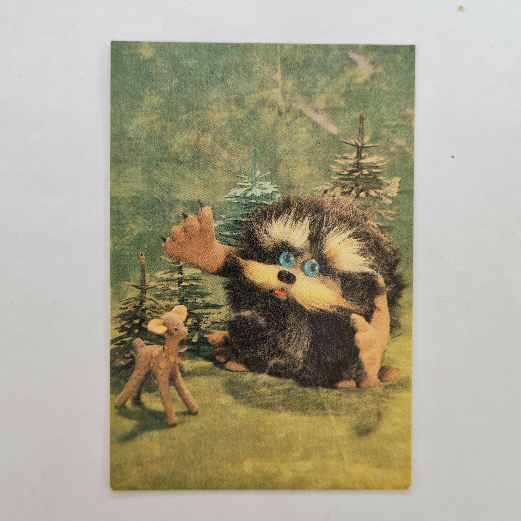 Карманный календарик СССР 1991. Ежик и олененок, сказка. Советский календарь винтажный