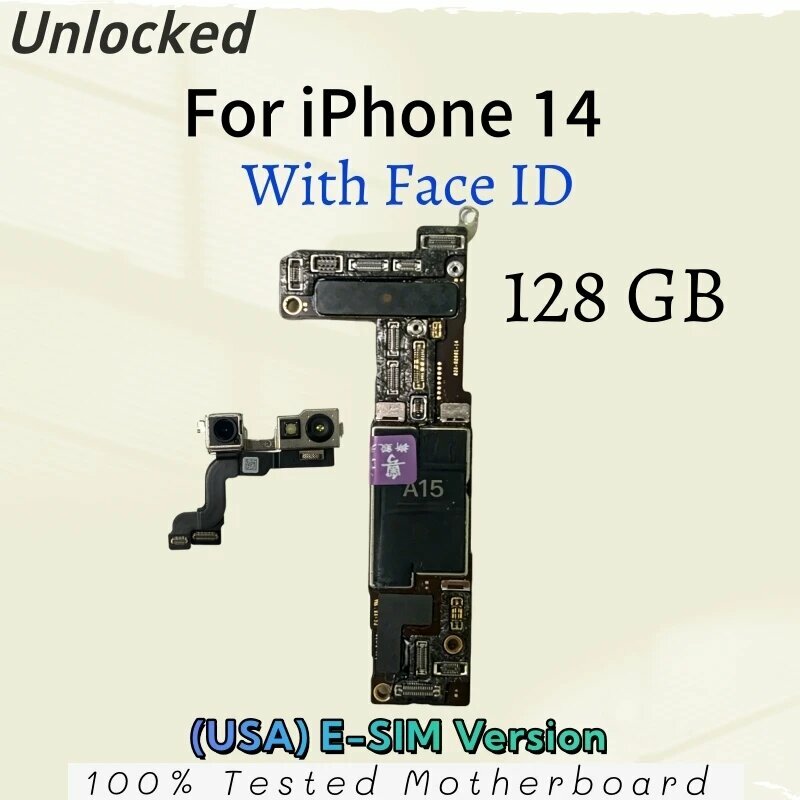 Полностью Разблокированная Материнская Плата Для iPhone 14 С Поддержкой E-SIM 128GB Face ID