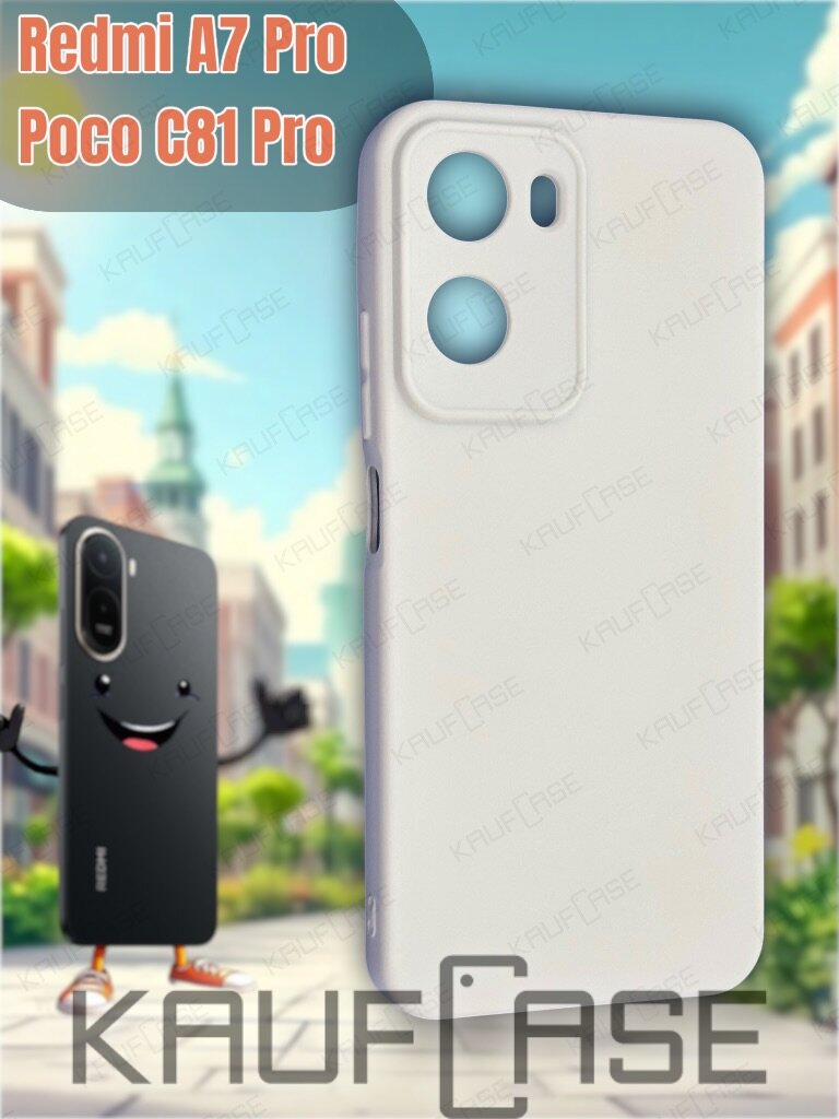 Матовый чехол с тканевой подложкой для Xiaomi Redmi A7 Pro/ Poco C81 Pro (6.9"), белый