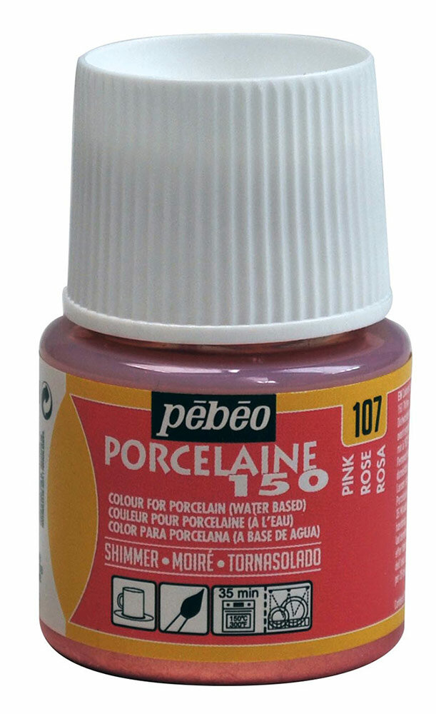 Краска по фарфору и керамике Pebeo под обжиг, металлик, Porcelaine 150, 45 мл, розовый