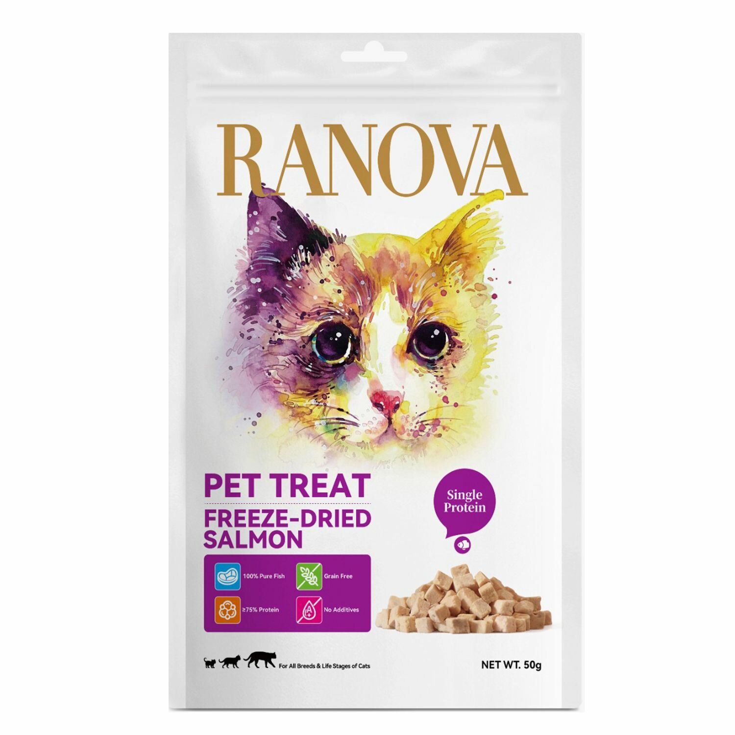 Ranova - Сублимированное лакомство для кошек, лосось, 50гр