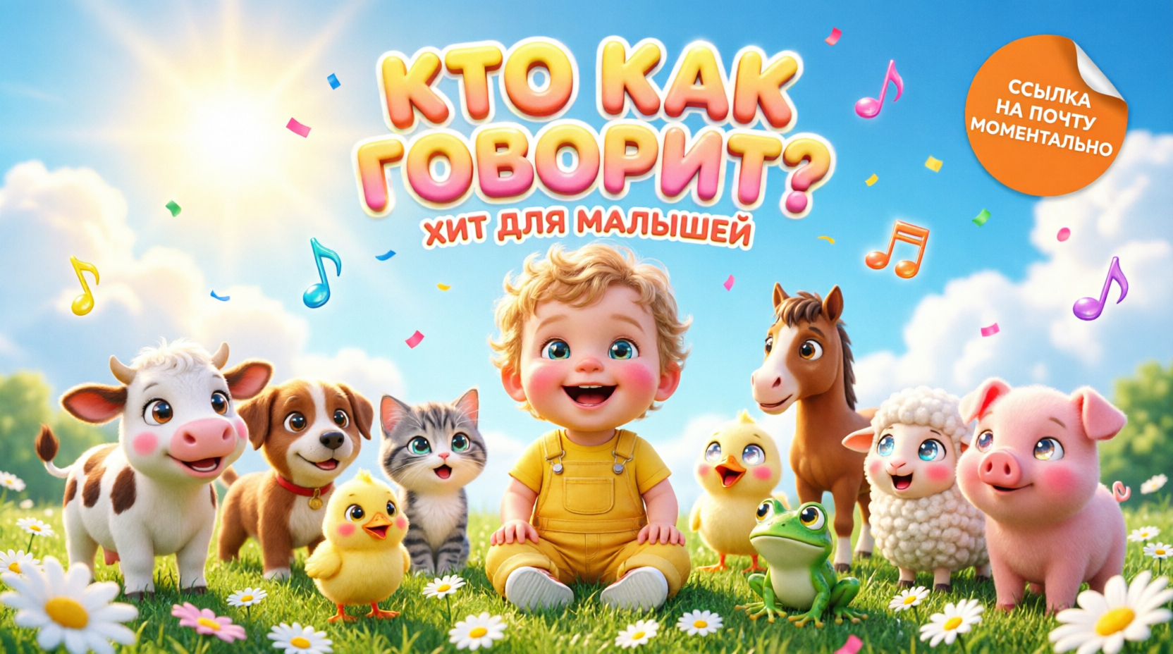 Детская развивающая песенка "Кто как говорит". mp3-файл (ссылка приходит на почту моментально)