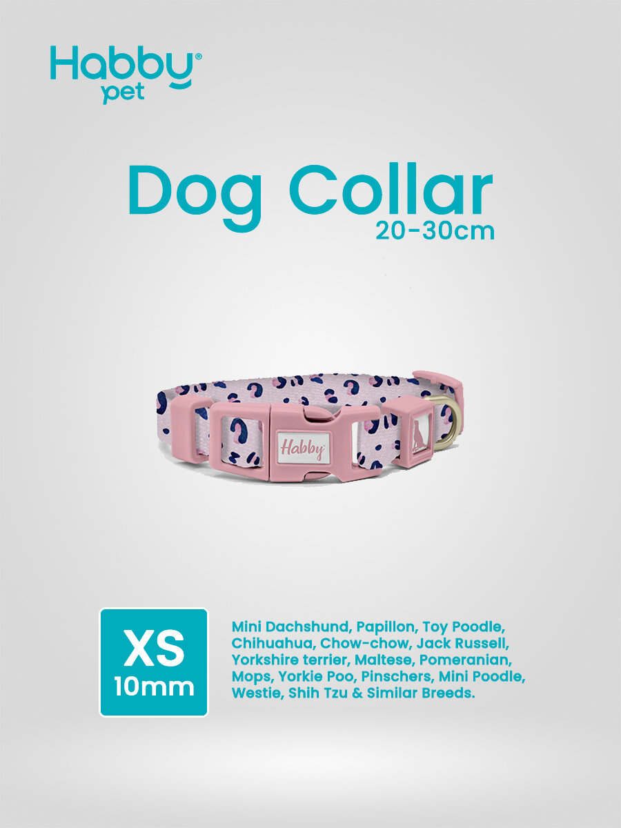 Ошейник для собак с принтом Pink Leopard, размер XS, для маленьких пород собак