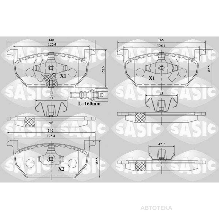 Колодки тормозные VAG A3/LEON/OCTAVIA/GOLF SASIC 6216164