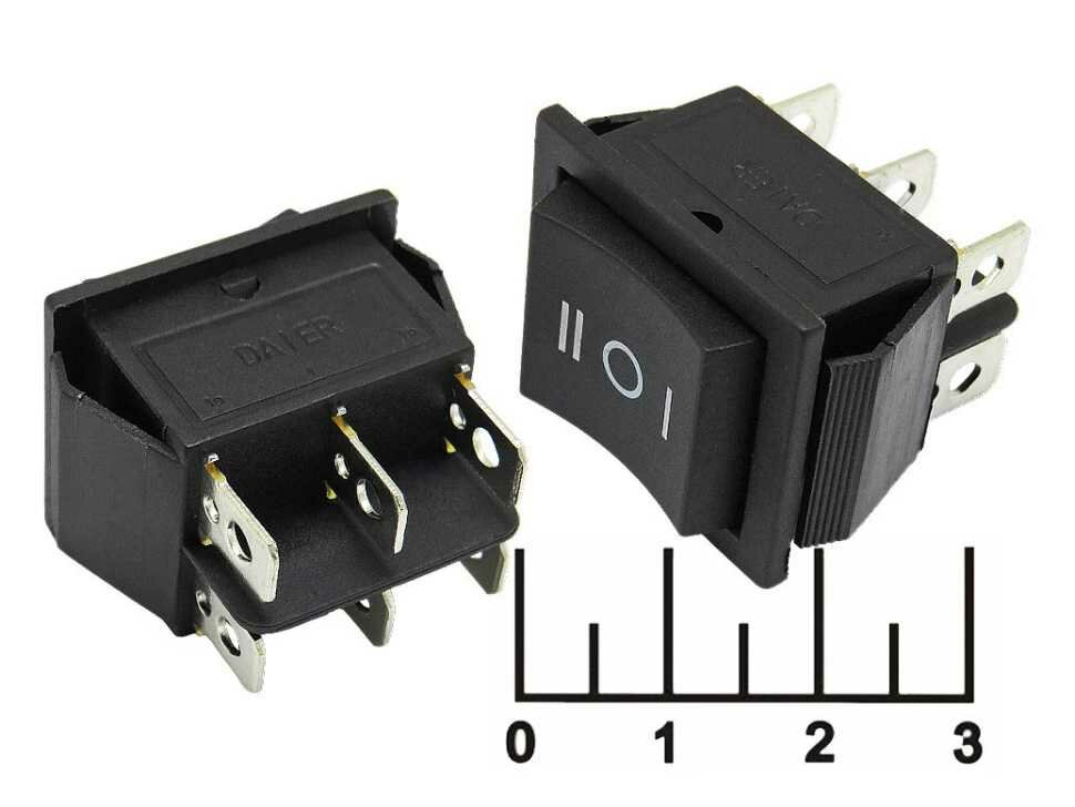 Выключатель 250/15 250V 15A RS-213-1C черный 3-х позиционный без фиксации 6 контактов (35-0175)