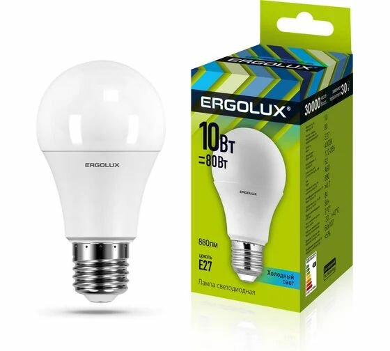 Светодиодная лампа ЛОН Ergolux LED-A60-10W-E27-4K 10Вт E27 4500K