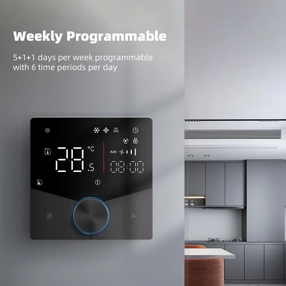 Умный термостат BAC-009 Smart Knob Thermosta, сенсорный, беспроводной, термопласт/стекло — фото 1