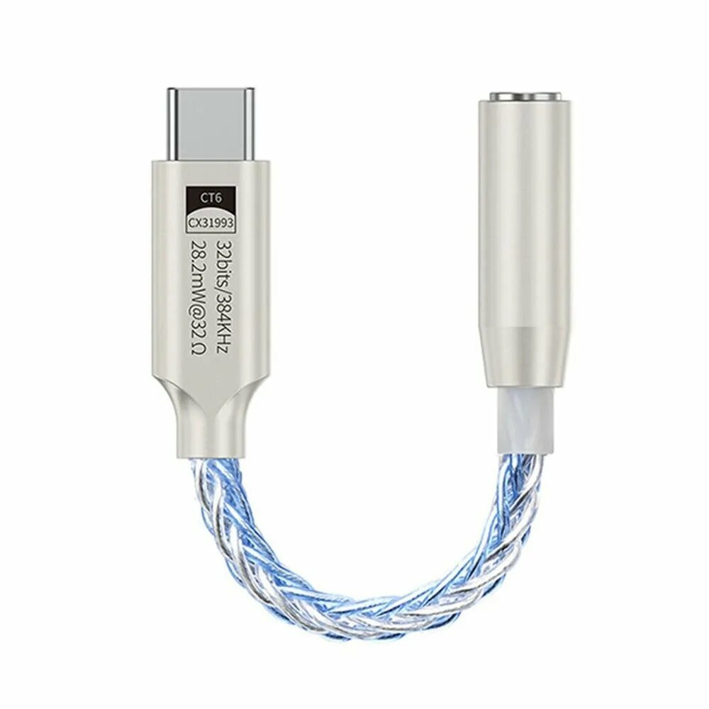 32-битный 384 кГц Hi-Fi USB Type C - 3,5 мм аудиоадаптер Hi-Res ЦАП цифровой аудиодекодер разъем для наушников AUX конвертер синий