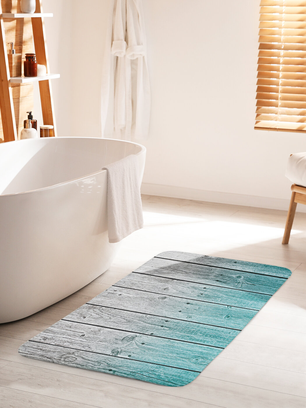Коврик для ванной комнаты и туалета противоскользящий "Градиентовые деревянные доски" 60х100 см, JoyArty