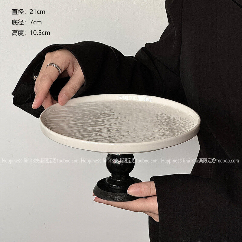 Поднос для фруктов, декоративный предмет в стиле легкой роскоши, фруктовница из массива дерева, круглая тарелка на высокой ножке, простой поднос для сухофруктов для домашнего использования.