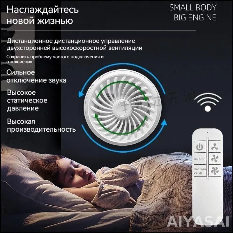 Вентилятор вытяжной D100, приточно-вытяжной, 190 м3/ч, 20 Вт, для стен и потолков, белый — фото 1