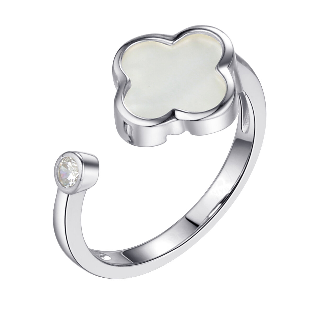 Кольцо, серебро, 925 проба, фианит, перламутр