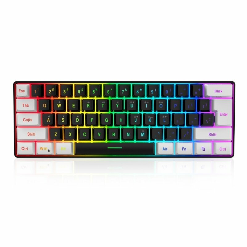 Клавиатура с подсветкой RGB 61 Клавиша Ультракомпактная Мини-Клавиатура Gamingl Feel Keyboard V700WB Проводные Игровые Клавиатуры