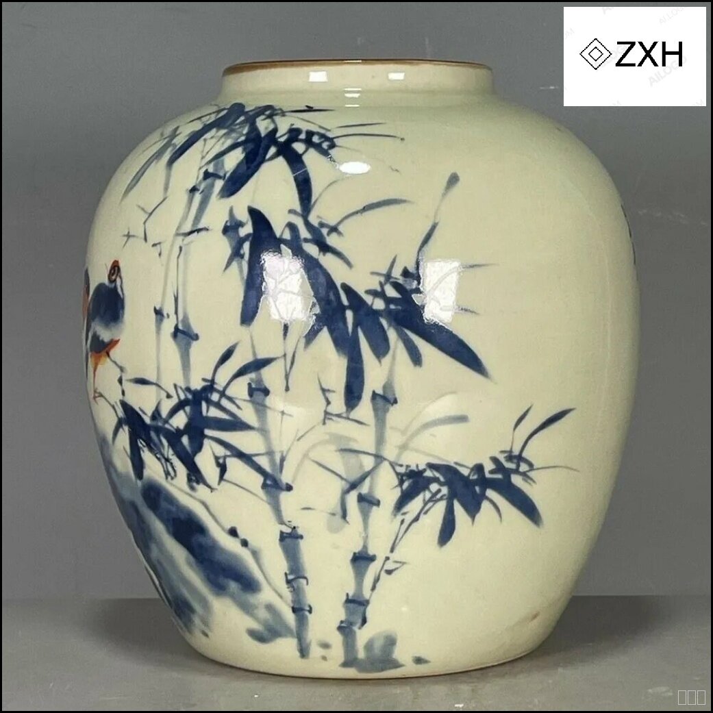 Винтажная ваза "Jingdezhen Pink Crane", керамика, напольная, 15х13 см
