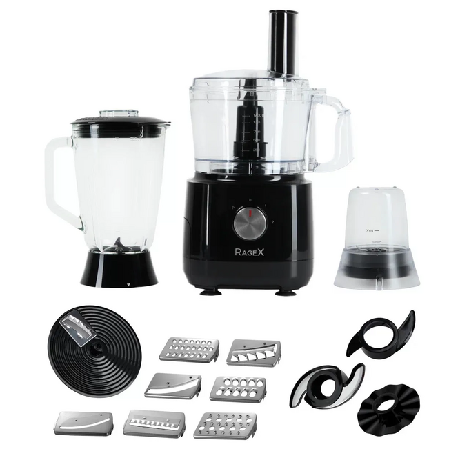 Кухонный комбайн RageX R103-000 12 в 1 RAGEX R103, 1.2л, 1000Вт, черный